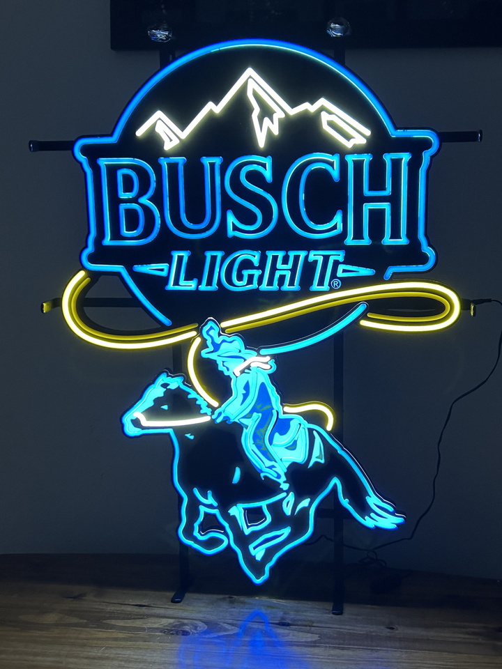 BUSCH LIGHT BEER FARMING LED BAR SIGN MAN CAVE GARAGE RANCHING HORSE ...