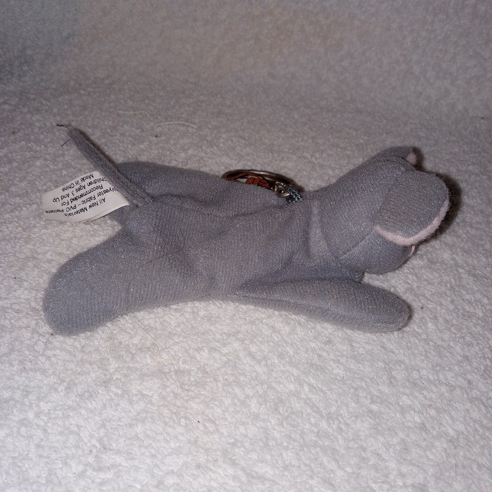 Plush Stuffed Animal MOUSE MUFFY Gray Keychain Key Ring w/ Clip-on Pee ...