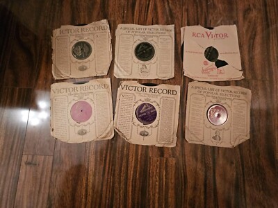 Antique Lot Of (6) RCA Victor Talking Machine Records W/Original Paper ...