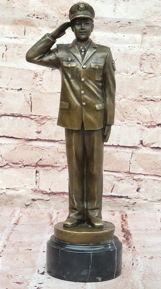 Bronze Saluting Soldier Statue – Military or Police Officer in Uniform ...