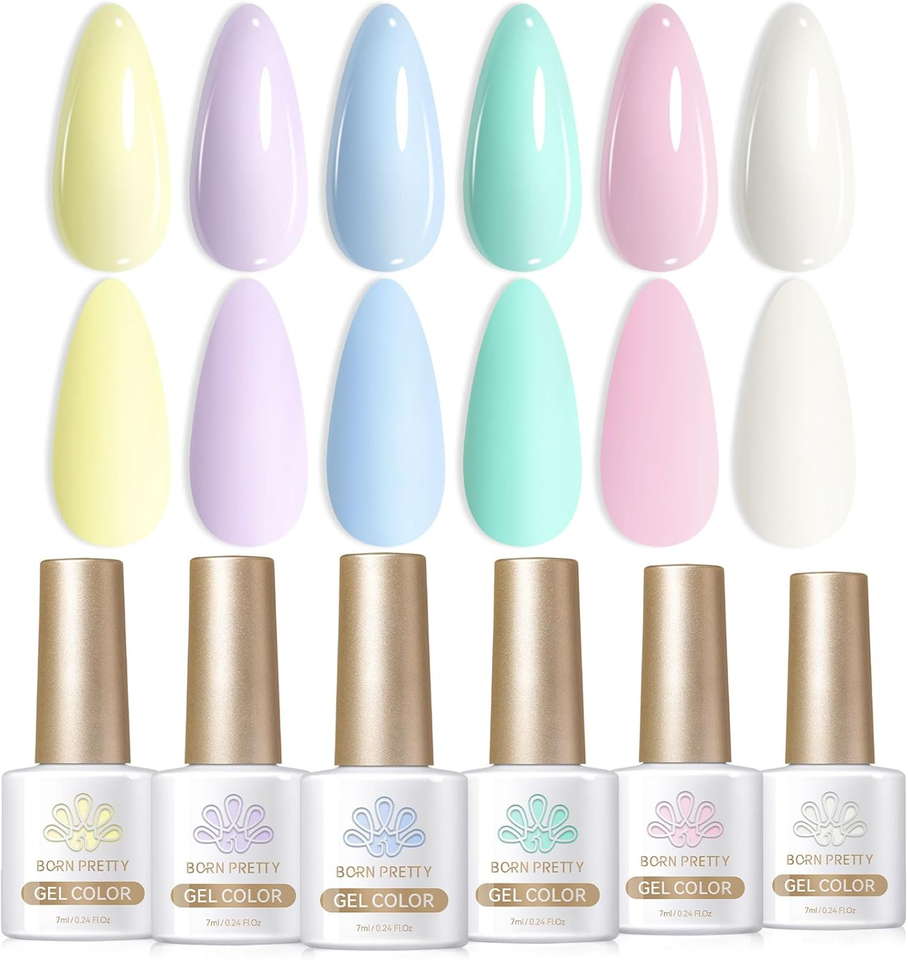 Pastel Gel Nail Polish Pink White Gel Polish Set 6Pcs Spring Summer ...