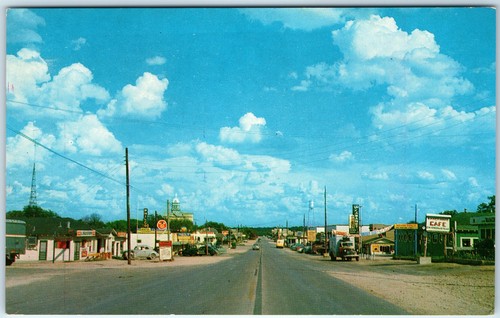 c1960s Bandera, TX Downtown Street Scene Philco Conoco Water Tower ...