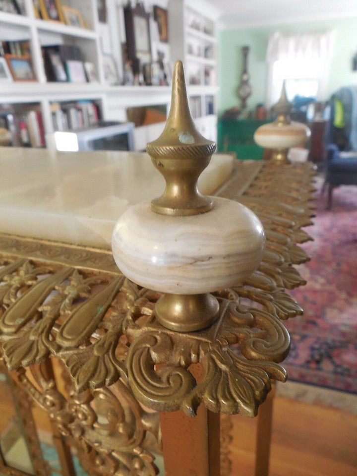 ANTIQUE VICTORIAN BRASS AND MARBLE/ONYX DISPLAY STAND w/ MIRRORS | eBay