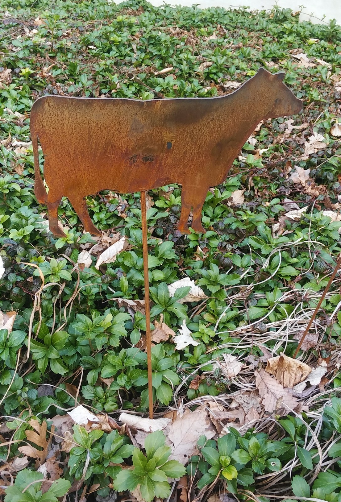 Rusty Cow Garden Stake Rustic Lawn Ornament Barn Rustic Bovine Amish ...