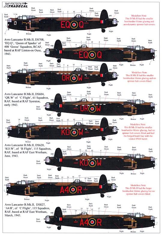 Xtra Decals 1/72 AVRO LANCASTER B.Mk.II British WWII Heavy Bomber | eBay UK