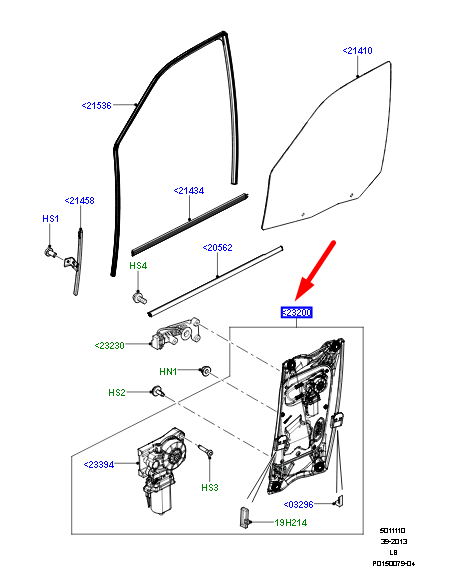 LR060134 Front Power Window RH Land Rover FREELANDER S Familiar 2003 ...