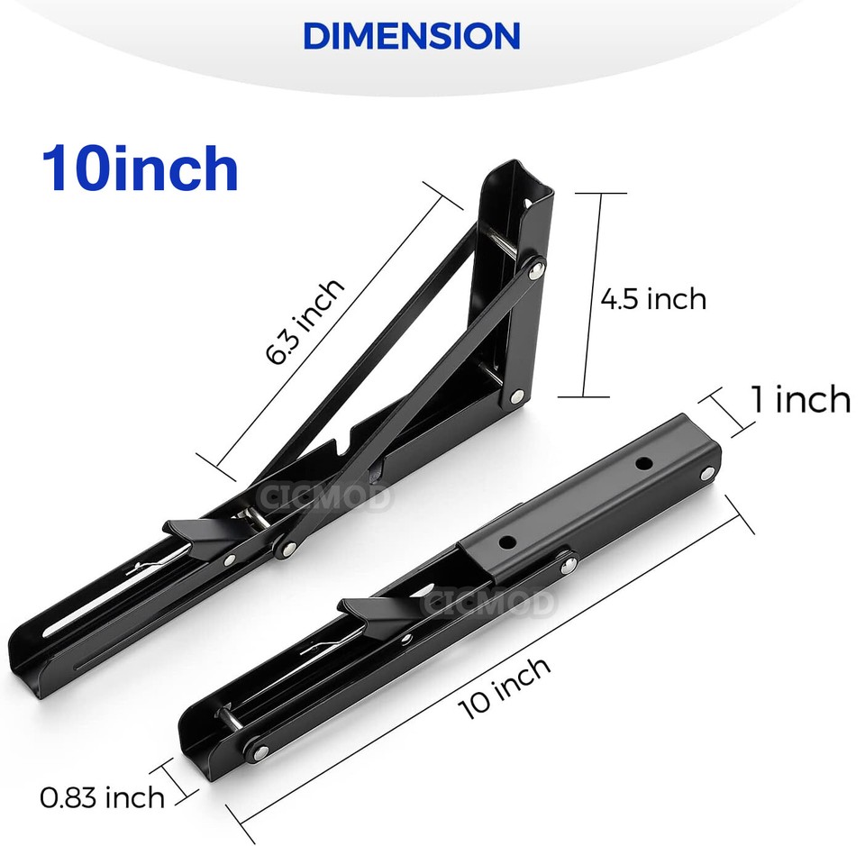 2/4x HEAVY DUTY FOLDING SHELF BRACKET FOLDABLE STEEL BRACKET SUPPORT 8 ...