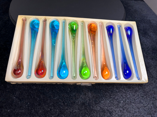 vintage penco set of 12 Glass Teardrop Murano style christmas ornaments ...