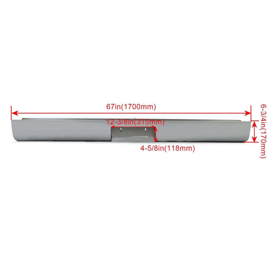 For 67-72 Ford F100 F250 Fleetside Rear Roll Pan Bumper Steel W/ Plate ...