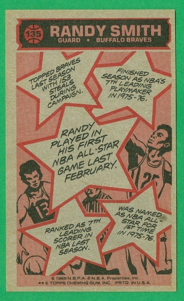 1976-77 TOPPS #135 RANDY SMITH ALL-STAR BUFFALO BRAVES NRMT | eBay
