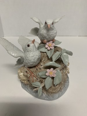 Vintage 1987 Lefton Porcelain 2 Doves Music Box Plays Love Story 5" x 5 ...