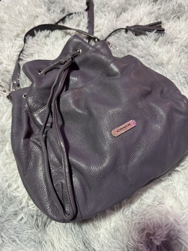 Purple Coach Scrunch Drawstring Purse With Short And Long Shoulder ...