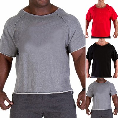 Bodybuilding Shirts Casual Cotton Fitness Gym Men's M~2XL Wear Workout ...