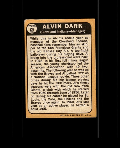 1968 Topps 237 Alvin Dark MG VG-EX #D1,426053 | eBay