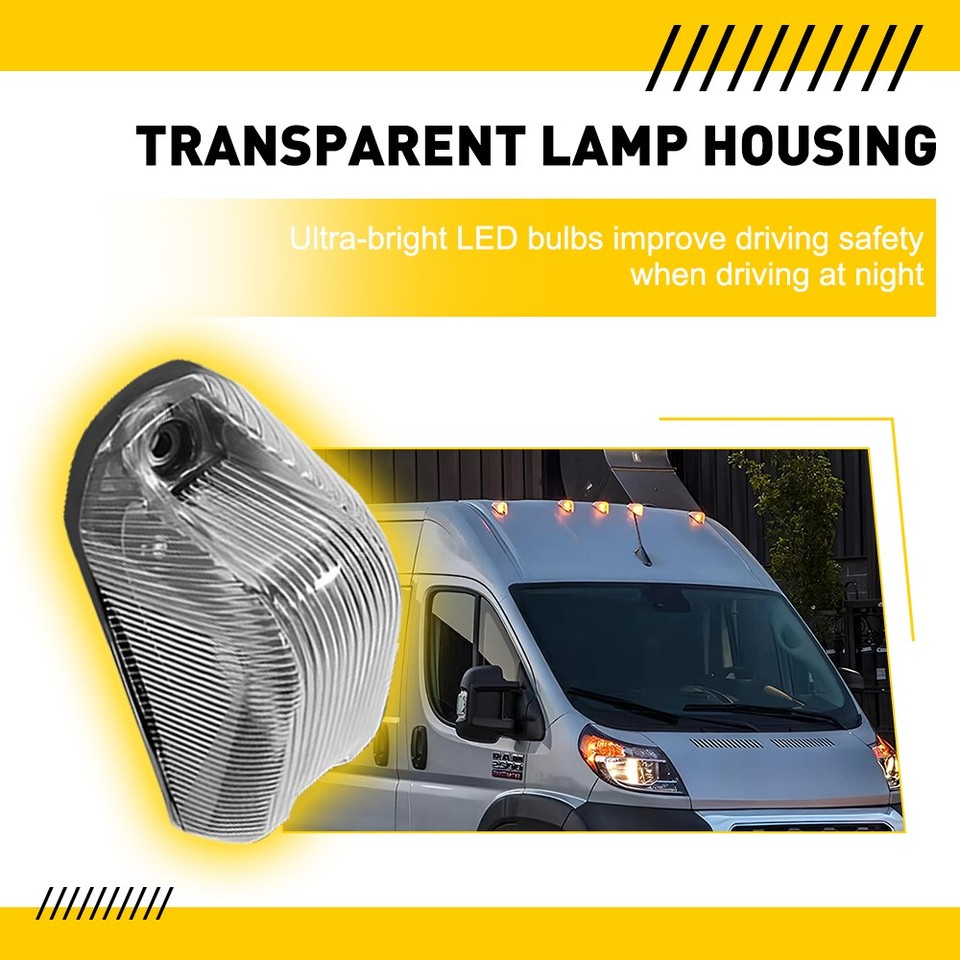 Clear Amber LED Front Roof Lights For 2014-23 Dodge RAM ProMaster 2500 ...