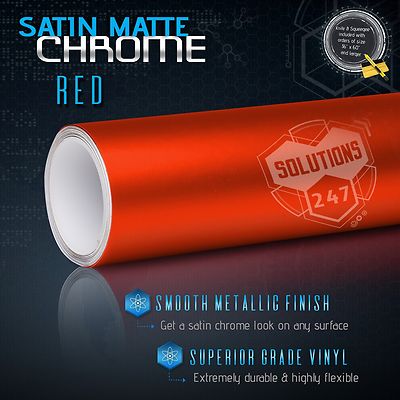60" x 96" In Red Satin Matte Chrome Metallic Vinyl Wrap Sticker Decal ...
