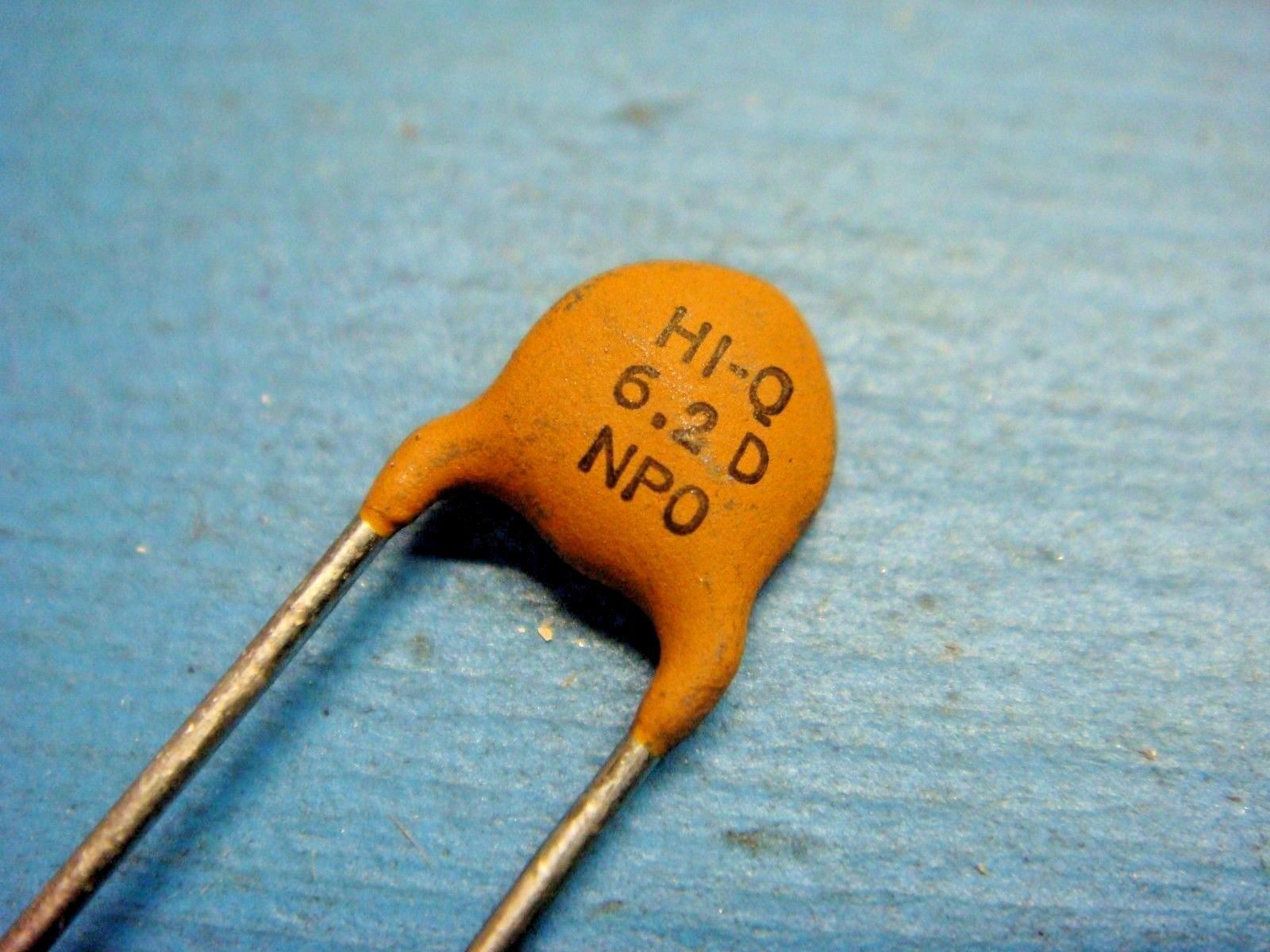 (50) HI-Q 6.2pF D NP0 RADIAL DISC CERAMIC CAPACITOR 6.35mm LEAD SPACING ...