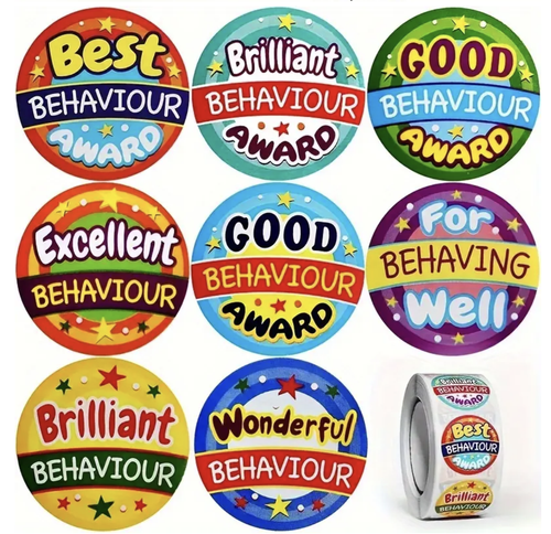 Positive Behaviour Reward Stickers 2.5cm 50/100pc Teacher Classroom ...