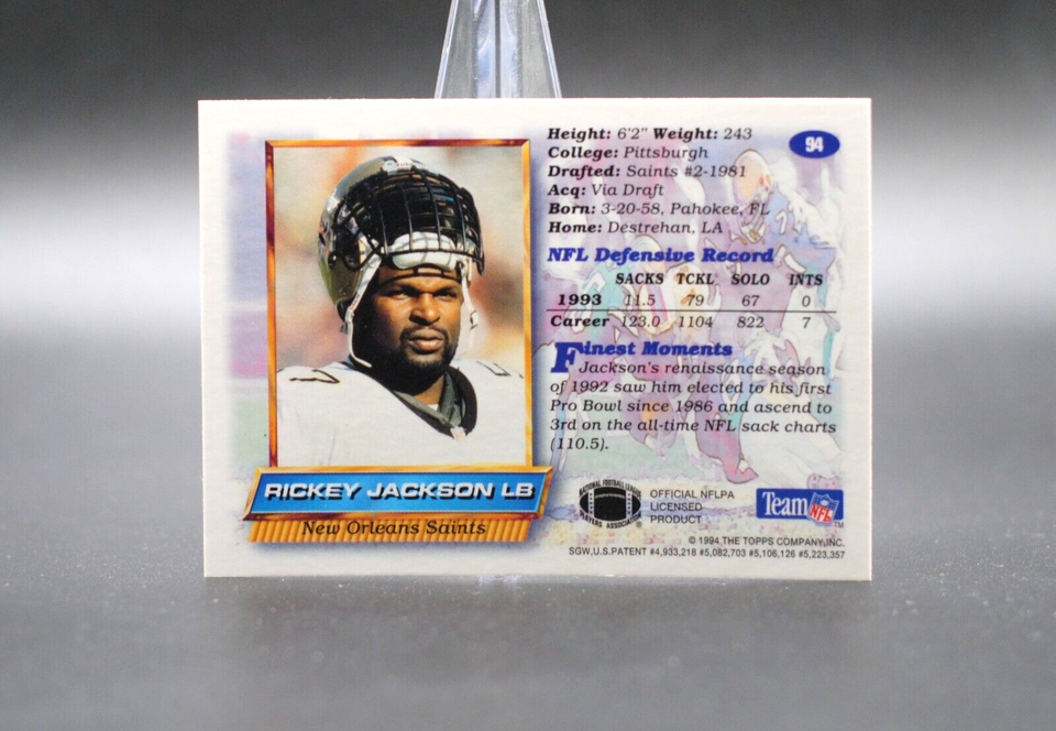 1994 Topps Finest RICKEY JACKSON Card #94 New Orleans Saints HOF | eBay