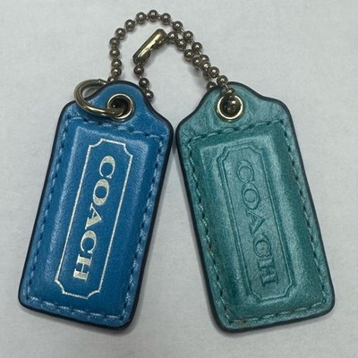 Authentic COACH [Hang Tag / Key Chain] Leather Blue/Teal 2" | eBay