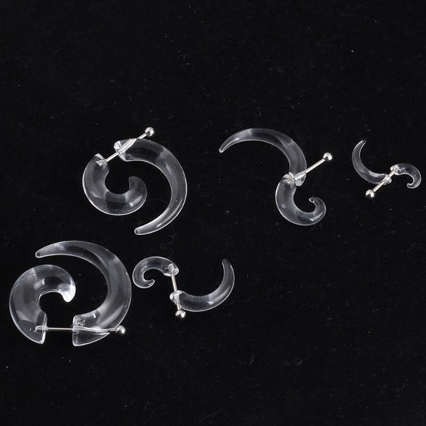 Punk Pair Acrylic Spiral Horn Gauge Fake Cheater Stretcher Ear Plug ...