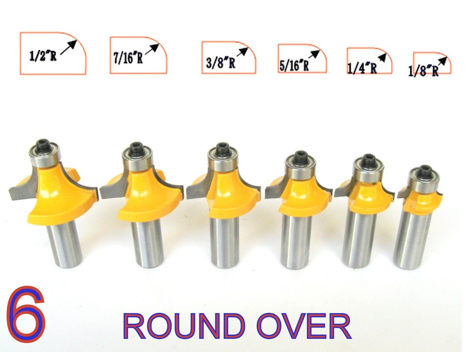 6pc 1/2 Shank Edge Forming Round Over Router Bit Set sct-888 | eBay
