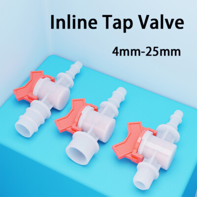 POM Plastic Inline Tap Connector Hose Tube Shut Off Barbed Pond Garden ...