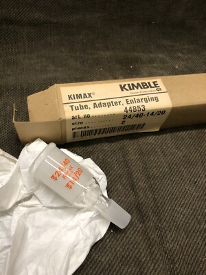 2 Kimble Kimax Glass Enlarging Connecting Adapter 24/40 Outer 14/20 ...