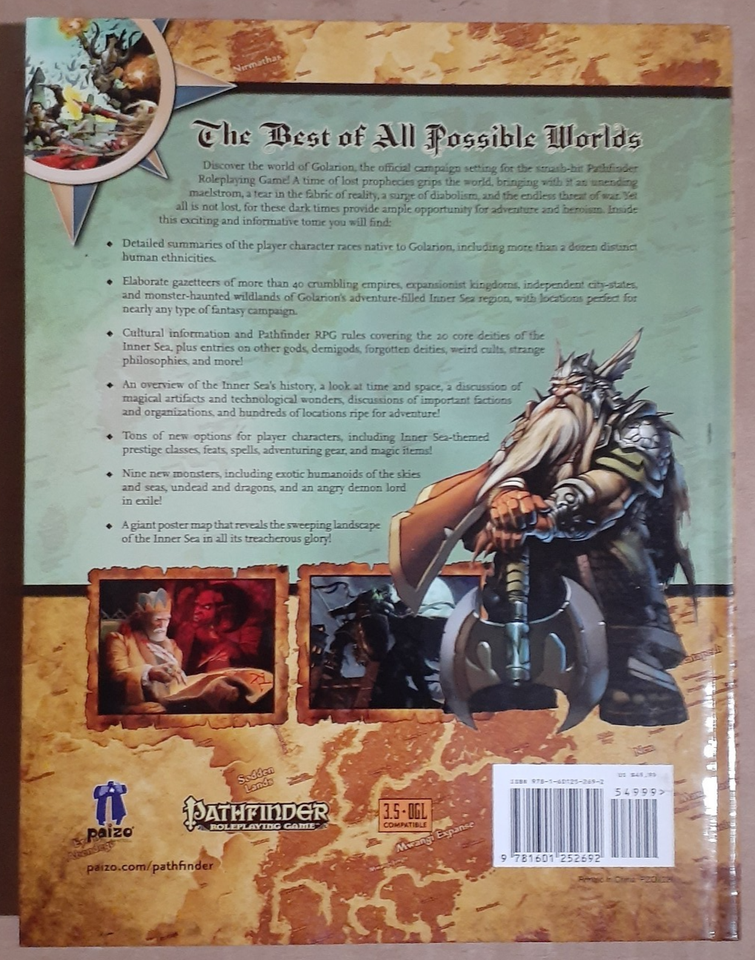 Pathfinder Campaign Setting The Inner Sea World Guide Hardback Rulebook ...