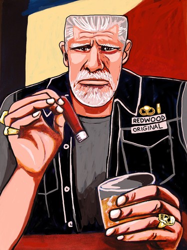 RON PERLMAN CIGAR PRINT poster motorcycle vest biker cohiba sons of ...