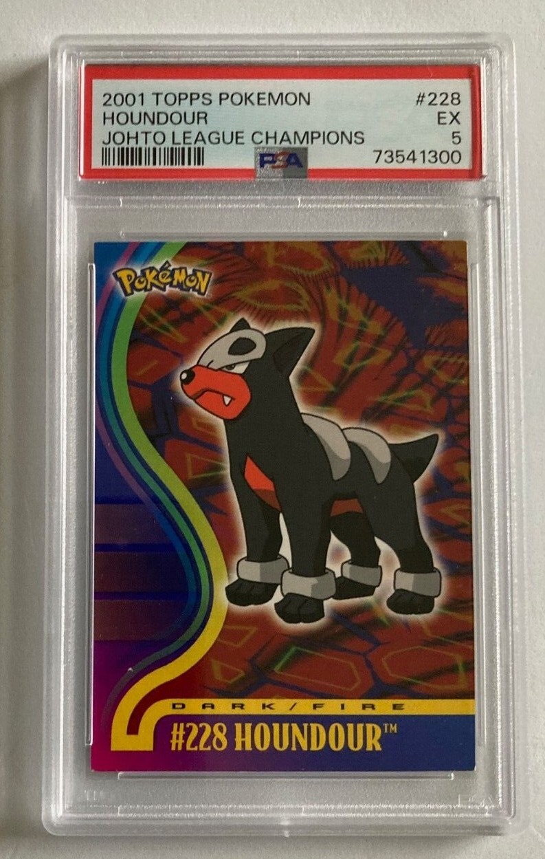 2001 Topps Pokemon Houndour Johto League Cham Card #228 PSA Graded EX 5 ...