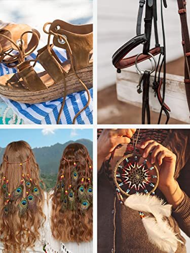 Mandala Crafts Round Cowhide Genuine Leather String Cord Natural ...