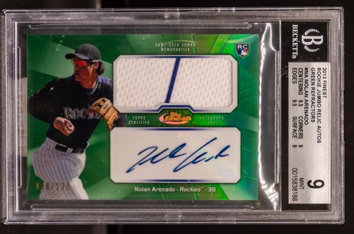 NOLAN ARENADO 2013 Topps Finest Green Refractor RC GU Patch Auto 68/125 BGS 9/10 | eBay