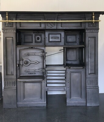 Restored Antique Cast Iron Victorian Kitchen Cooking Range Fireplace ...