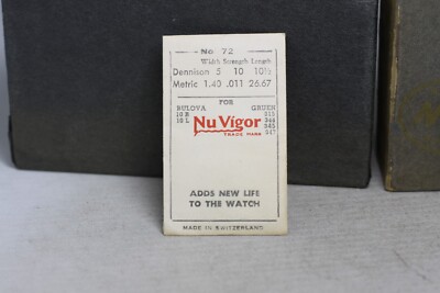 NU VIGOR Mainspring 72 5X11X10.5 BULOVA 10B, 10L GRUEN 315-344-345-347 ...