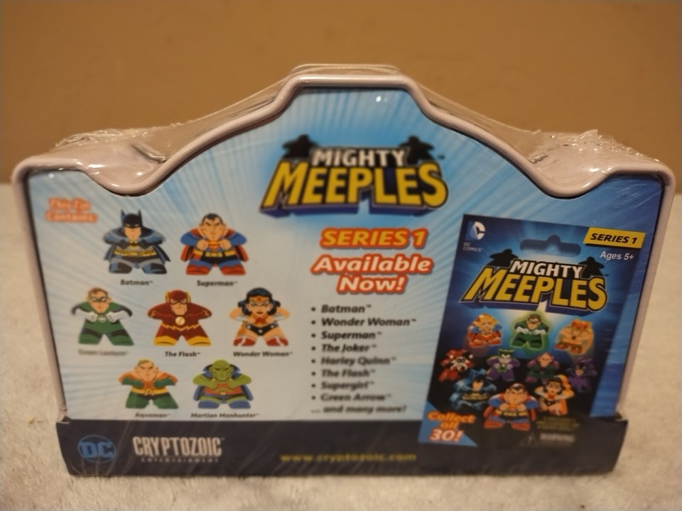 Cryptozoic MIGHTY MEEPLES Hall of Justice Tin Set w/7 DC Figures Sealed ...
