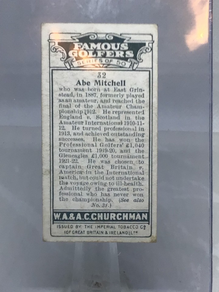 1927 Churchman Famous Golfers Small #32 Abe Mitchell | eBay