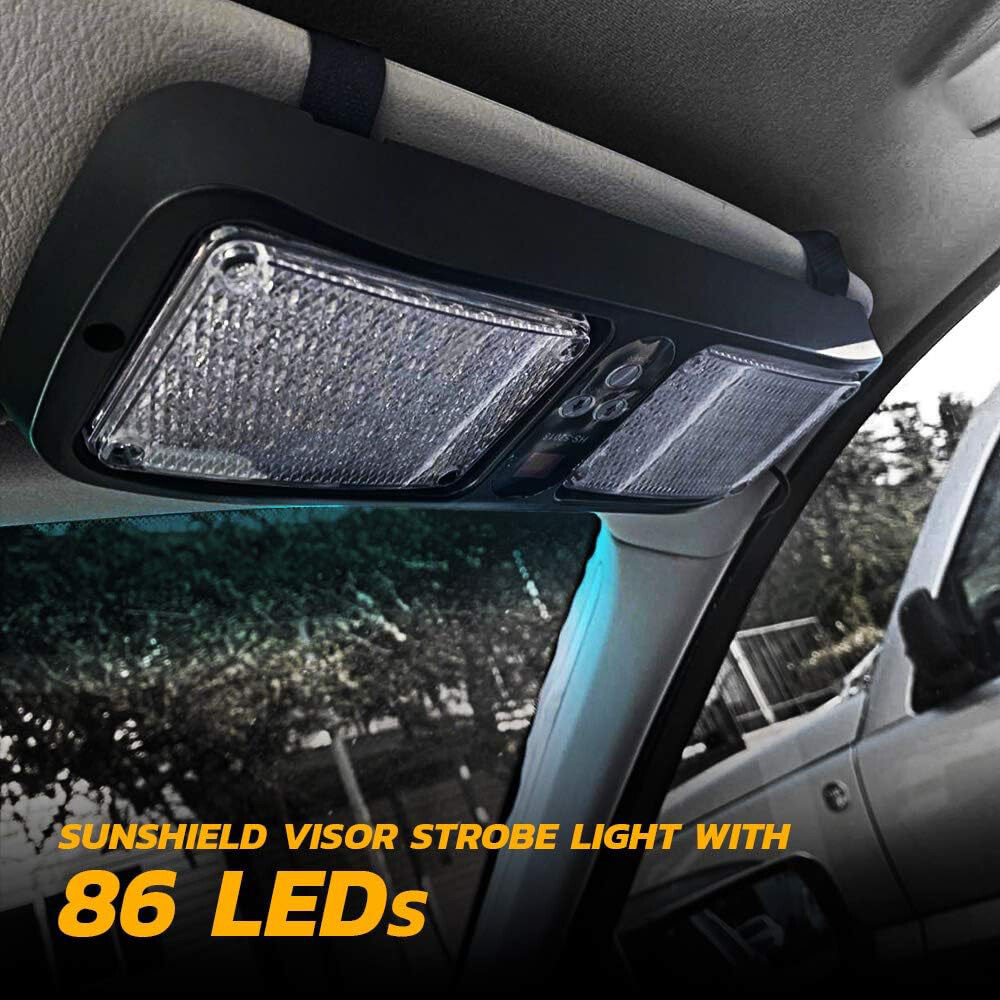 86 LED Yellow Emergency Warning Harzard Sunshield Visor LED Flash ...