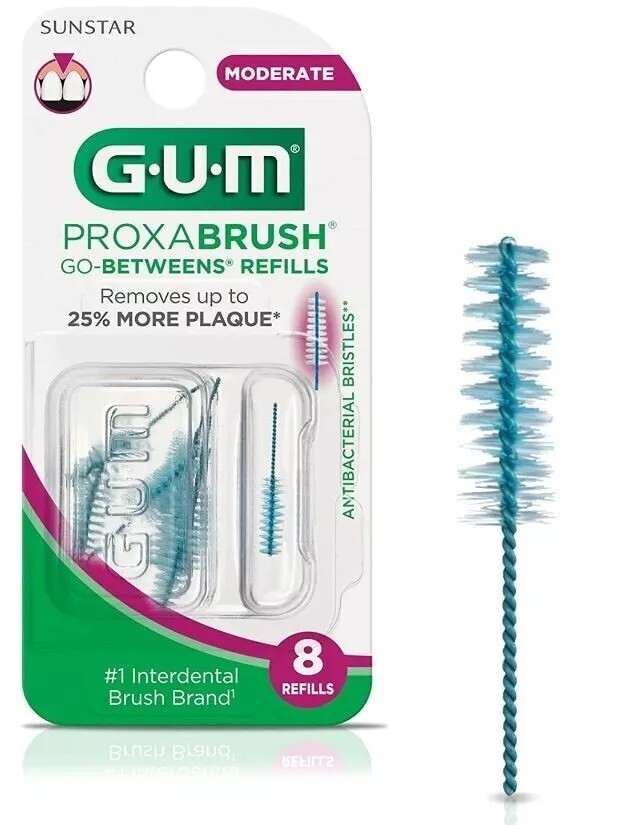 GUM 612A Proxabrush Go-Betweens Interdental Brush Refills Moderate 8 Ct ...