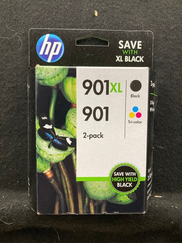 ONE Genuine HP 901XL Black/Tri-Color 2-Pack Ink NEW SEALED Exp 2022 | eBay