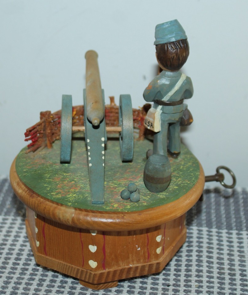 Vintage ANRI Wooden UNION SOLDIER CIVIL WAR Music Box WORKS! Lot AP | eBay