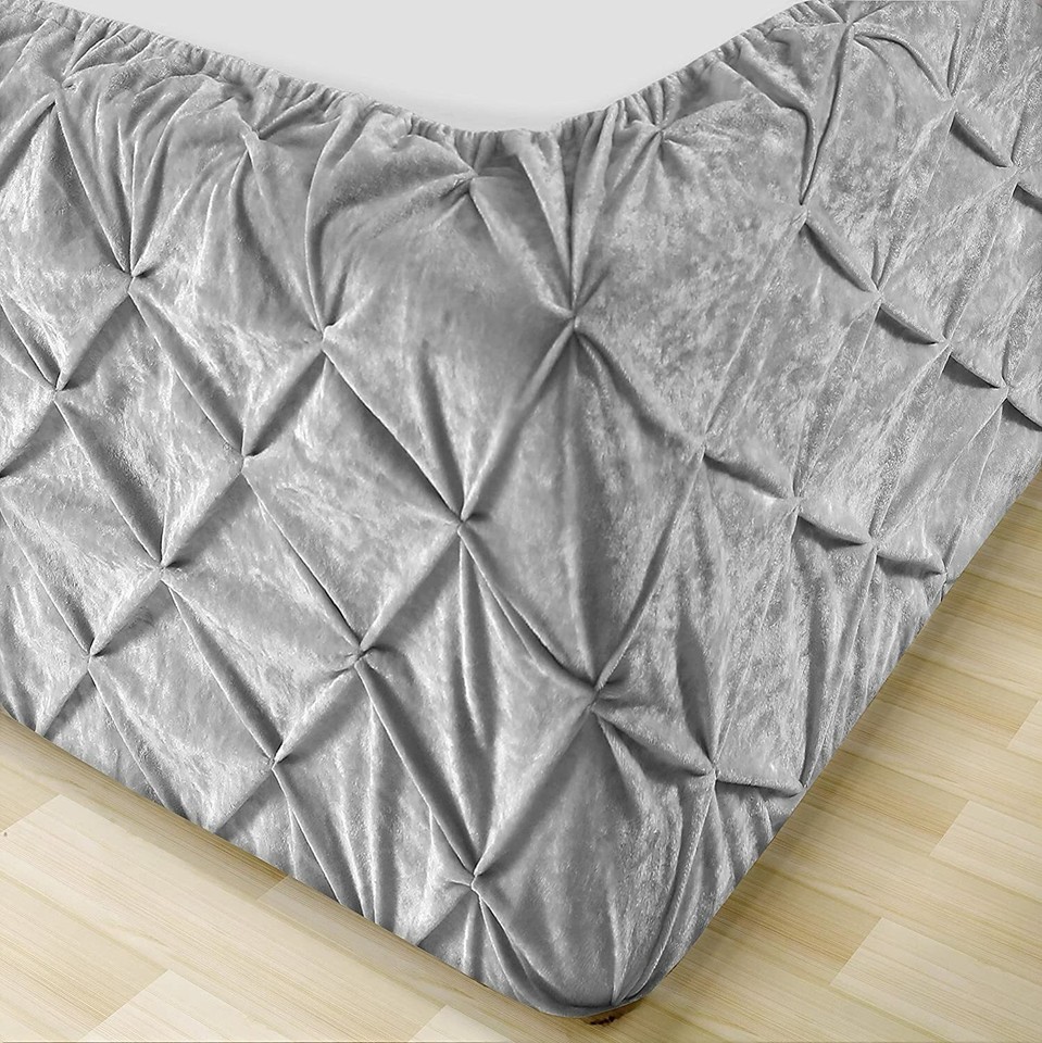Pintuck Valance Sheet Velvet Divan Bed Base Wrap Cover Single Double ...