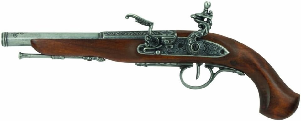 Engraved Left-Handed Flintlock Pistol - Gray Finish, Perfect for ...