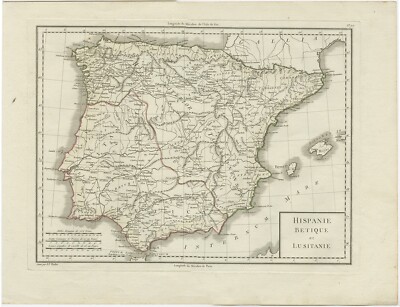Antique Map of the Roman provinces of Lusitania, Beatica and ...
