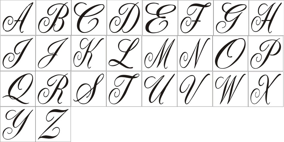 FANCY SCRIPT SINGLE LETTER OR LETTERS (YOU CHOOSE) TEMPLATE STENCIL ...