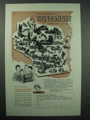 1957 Wisconsin Tourism Ad - Plan a Wonderful Vacation | eBay