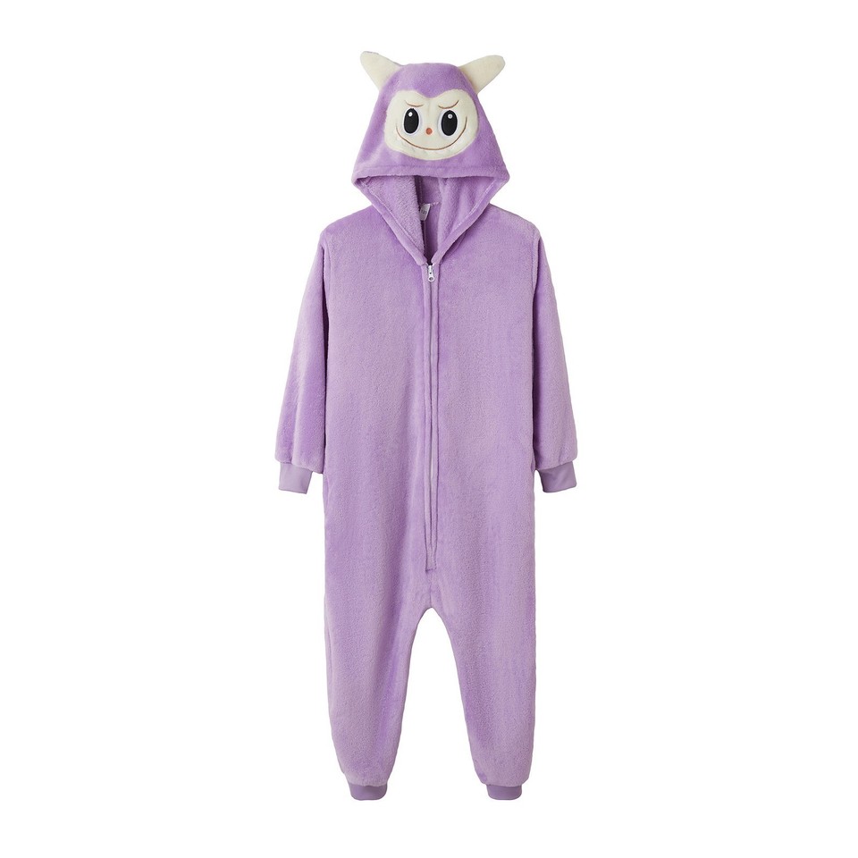 2026:Halloween Adult/Kid Cartoon Labubu Jumpsuit Flannel Pajamas ...