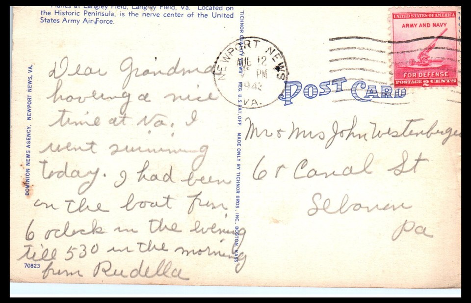 1940s Planes at Langley Field VA WW2 U.S. Army Air Force Postcard | eBay