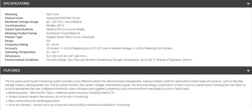 Veris Industries ~ E31A42 Split-Core Panelboard Monitor System Branch ...