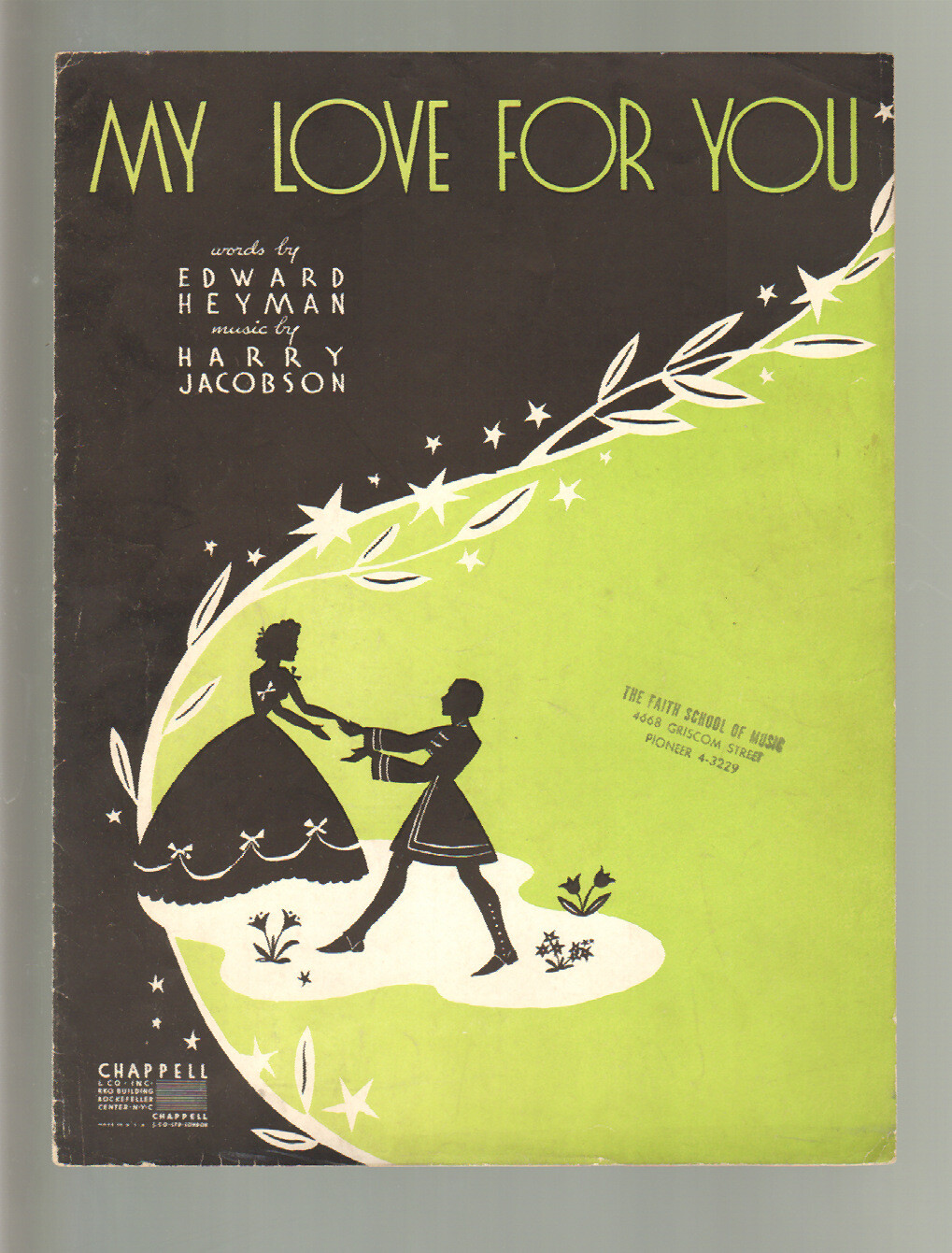 MY LOVE FOR YOU 1939 Edward Heyman/Harry Jacobson Vintage Sheet Music ...
